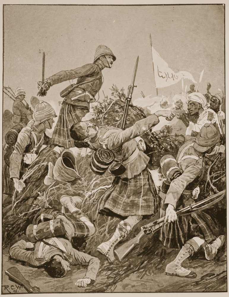 The Seaforth Highlanders Storming the Zareba at the Battle of Atbara, Illustration from 'Battles ...