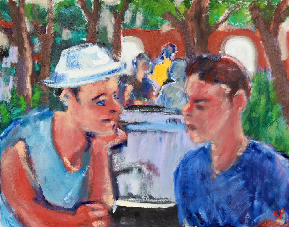 Conversation in the Park by Richard Fox: Fine art print