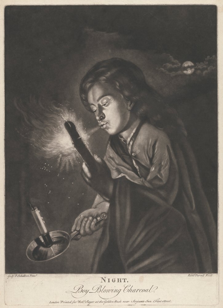 Night - Boy blowing Charcoal by Richard Purcell