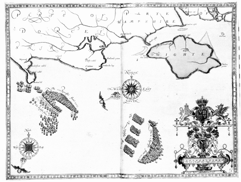 Map No.6 showing the route of the Armada fleet, engraved by Augustine ...