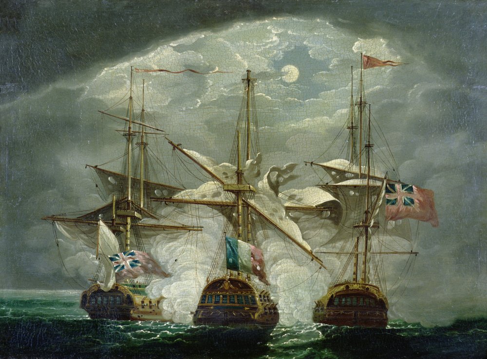 A Moonlit Battle Scene by Robert Cleveley: Fine art print