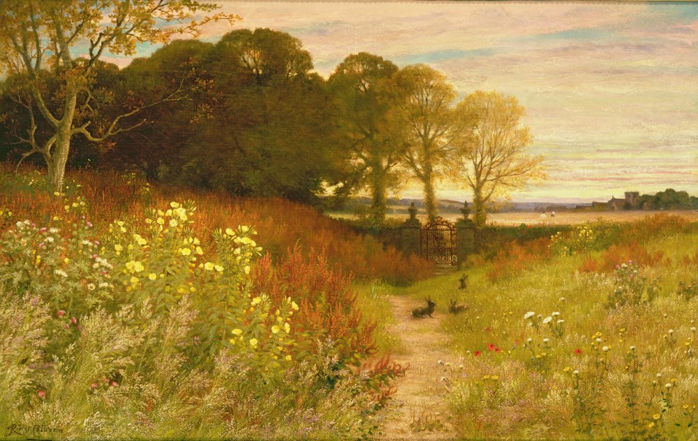 Landscape with Wild Flowers and Rabbits by Robert Collinson