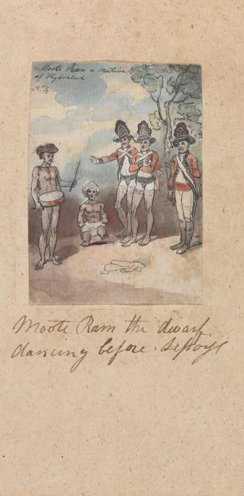 Moote Ram the Dwarf Dancing before Sepoys by Robert Mabon