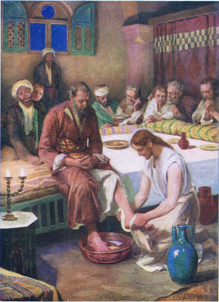 Jesus washing the disciples' feet, from The Bible Picture Book ...