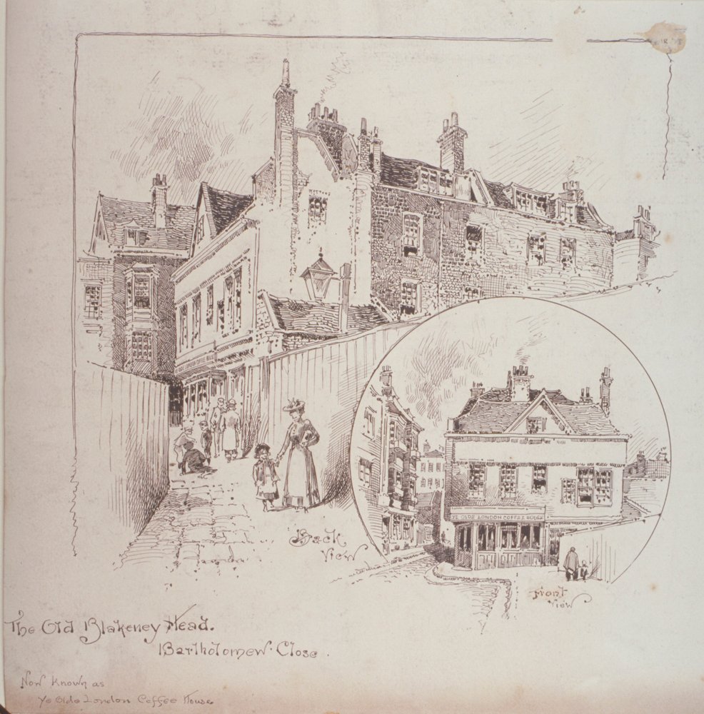 Back View of the Old Blakeney Head Inn, Bartholomew Close, London, c.1900