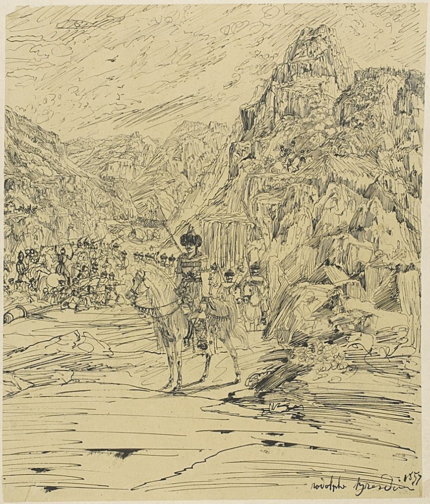 Battle in the Mountains by Rodolphe Bresdin