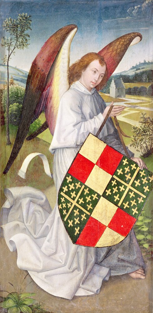 Angel Holding a Shield Emblazoned with the Heraldic Arms of the de ...