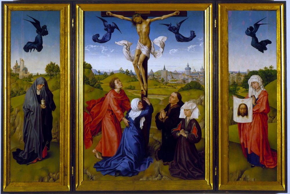 Crucifixion Triptych with St. Mary Magdalene, St. Veronica and Unknown ...