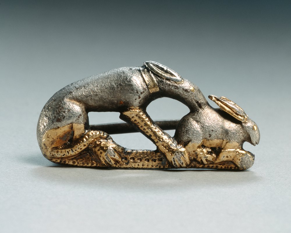 Fibula of a dog catching a rabbit by Roman: Fine art print