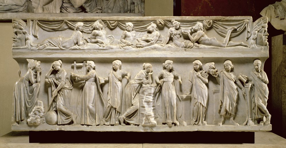 Sarcophagus of the Muses, Roman by Roman: Fine art print