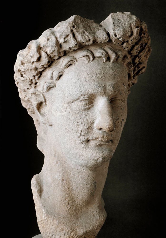 Marble head of Roman Emperor Domitian. Rome, Museo Nazionale Romano