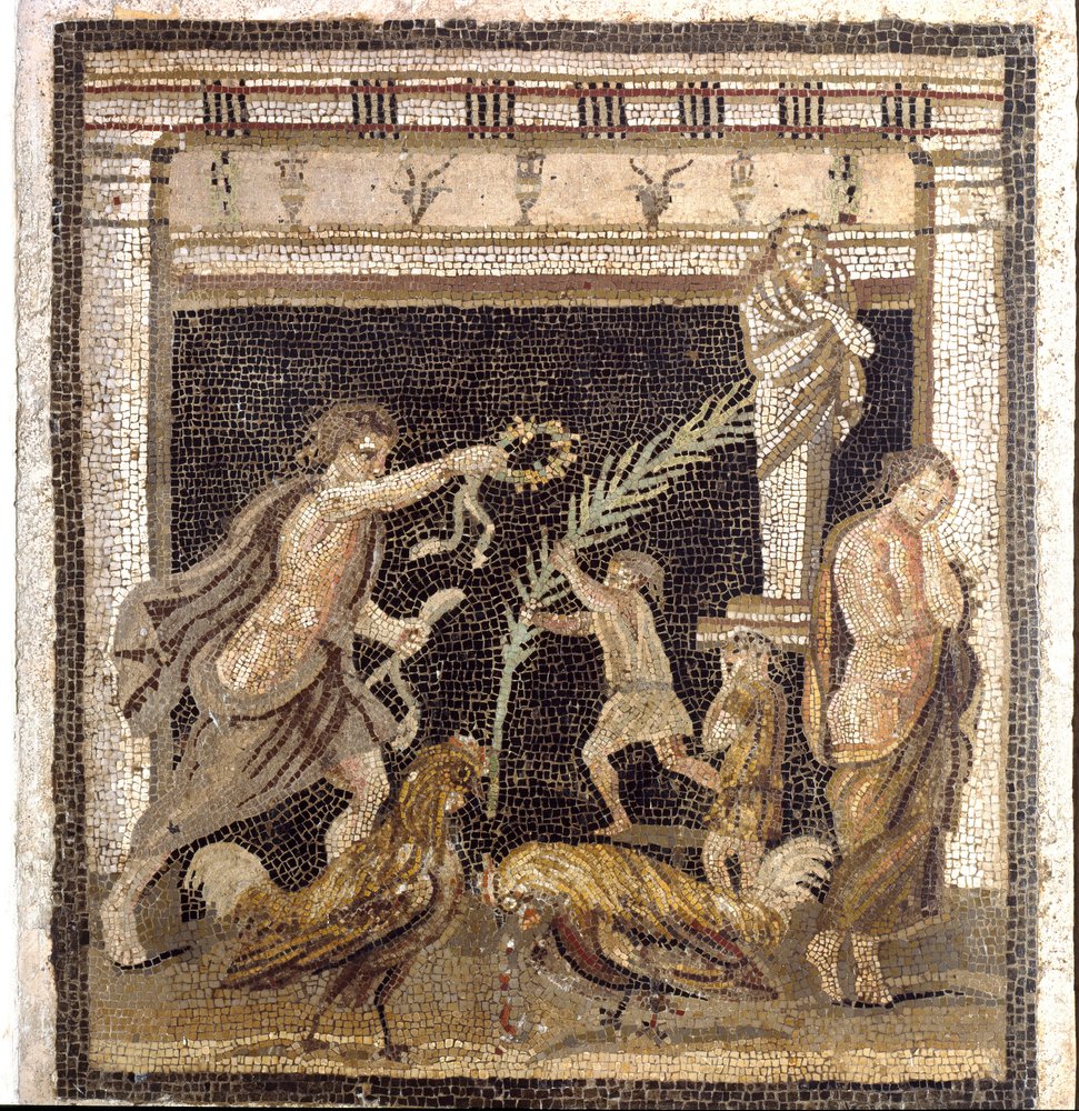 Roman art: cockfighting in a palestra in the presence of the ...