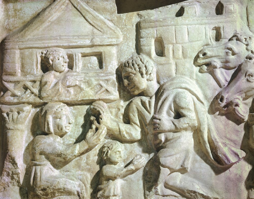 Scene of Deer Hunting with Nets, Roman Sarcophagus, 4th Century