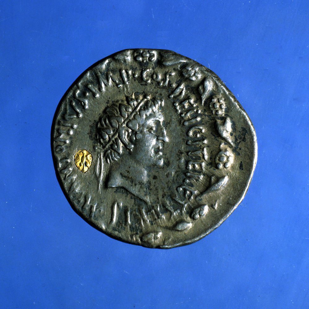 Silver and gold coin with the effigy of Anthony or Marc Antony, a Roman ...