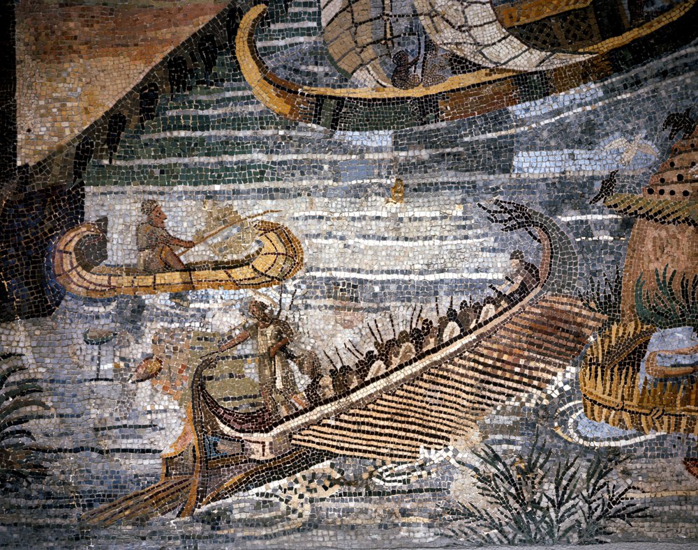 A Roman bireme (sort of galley with two rows) (detail)