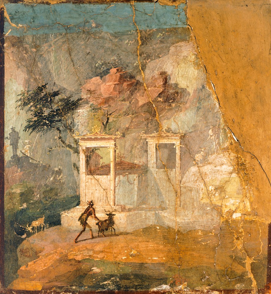 Fresco depicting Lost Ram, Pompeii by Roman Roman