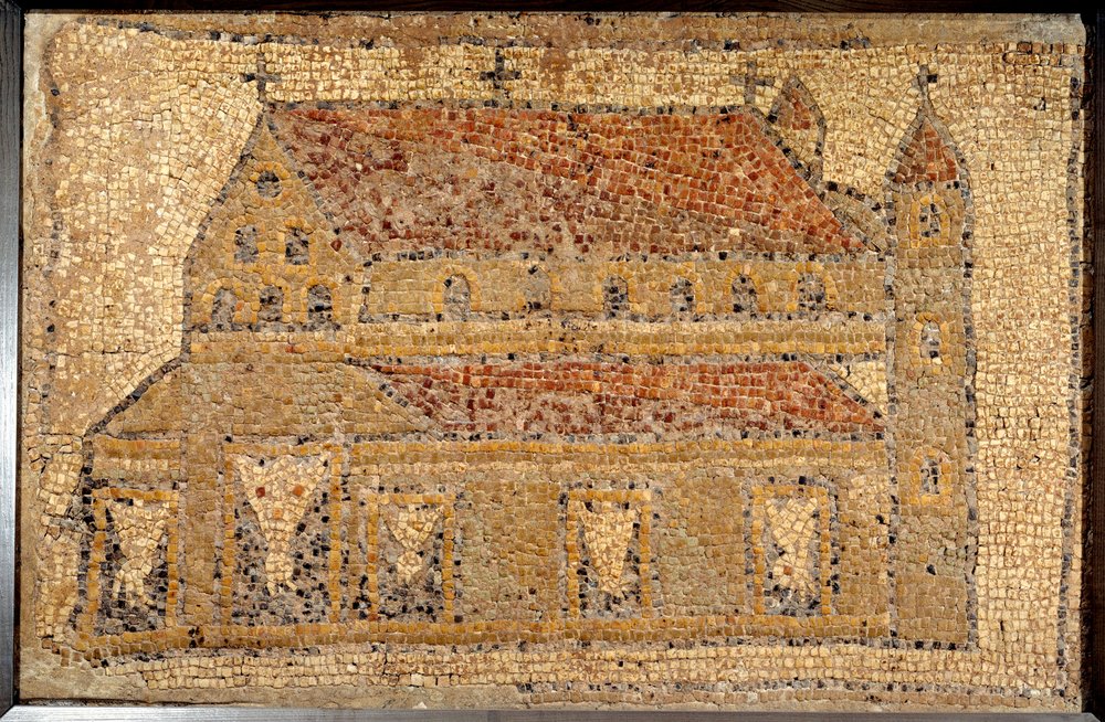 Roman Art: Mosaic of a Basilica Represented in Perspective, 2nd Half of ...