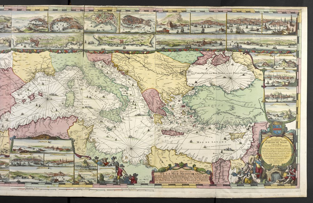 Map of the Mediterranean with Allegorical Figures and Sea Monsters ...