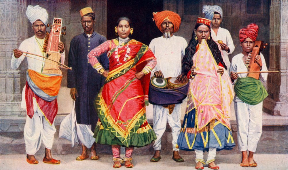 Nautch Dancing Girls with Accompanying Musicians, India