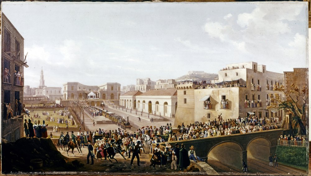 Railway: Opening of the first Vesuvian Railway, Napoli-Portici. 3 October 1839