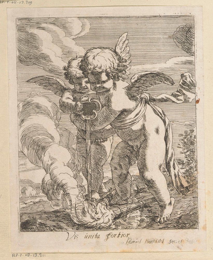 Two Putti Extinguishing Torches (Vis unita fortior) (Various Designs ...