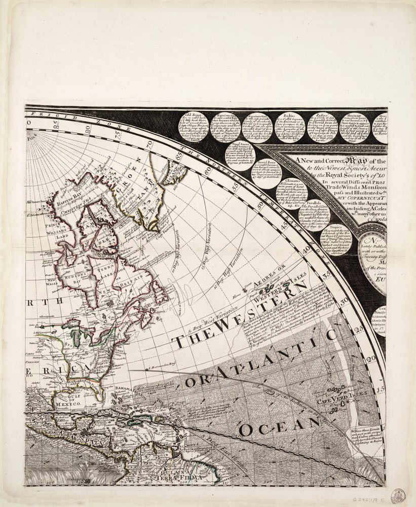 A New and Correct Map of the World (section), c.1774
