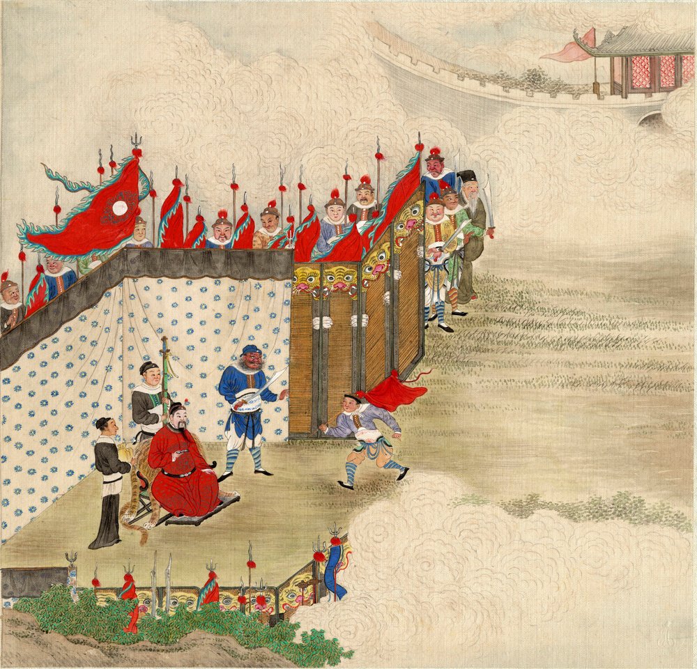 Chinese Art: A Chinese Prince Receiving a Messenger, Tempera on Silk ...