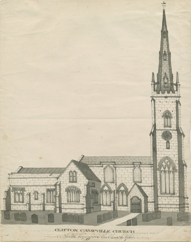 Clifton Campville Church by School English: Fine art print