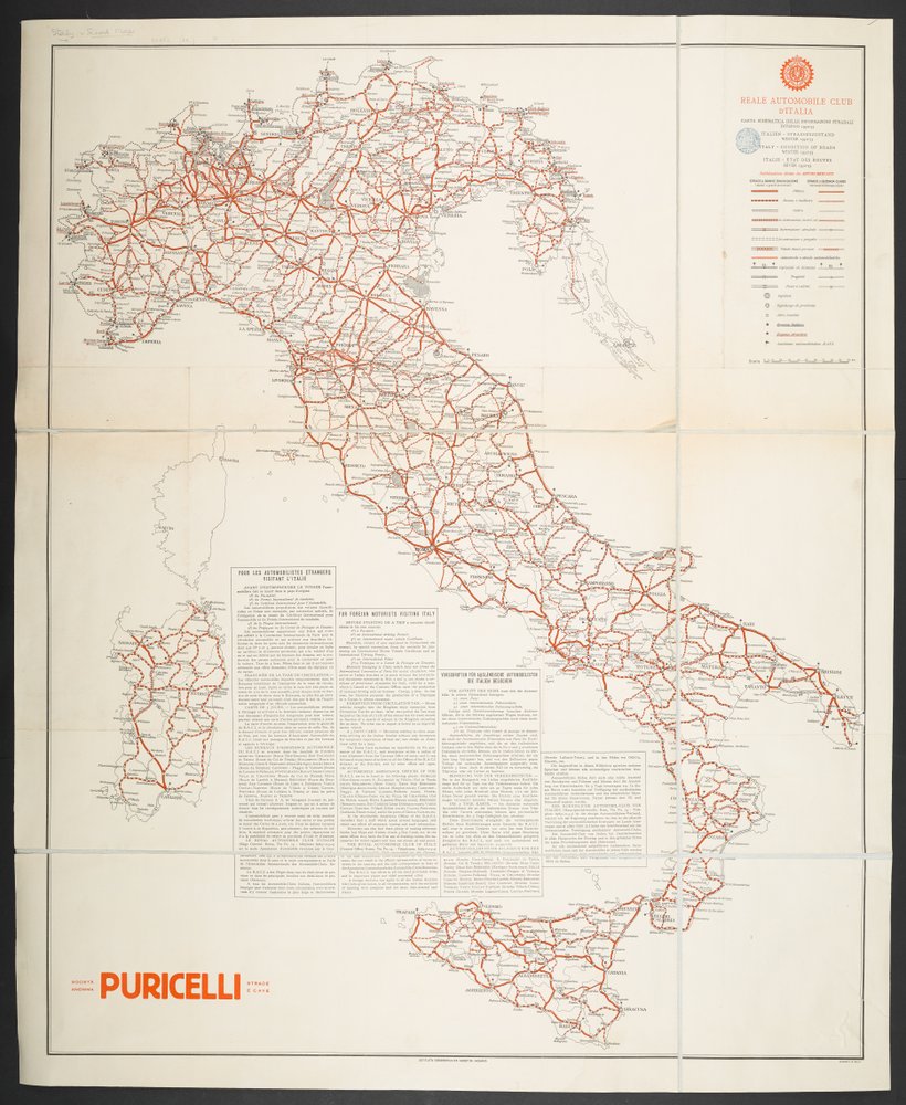Road map of Italy, 'Carta schematica delle informazioni stradali ...