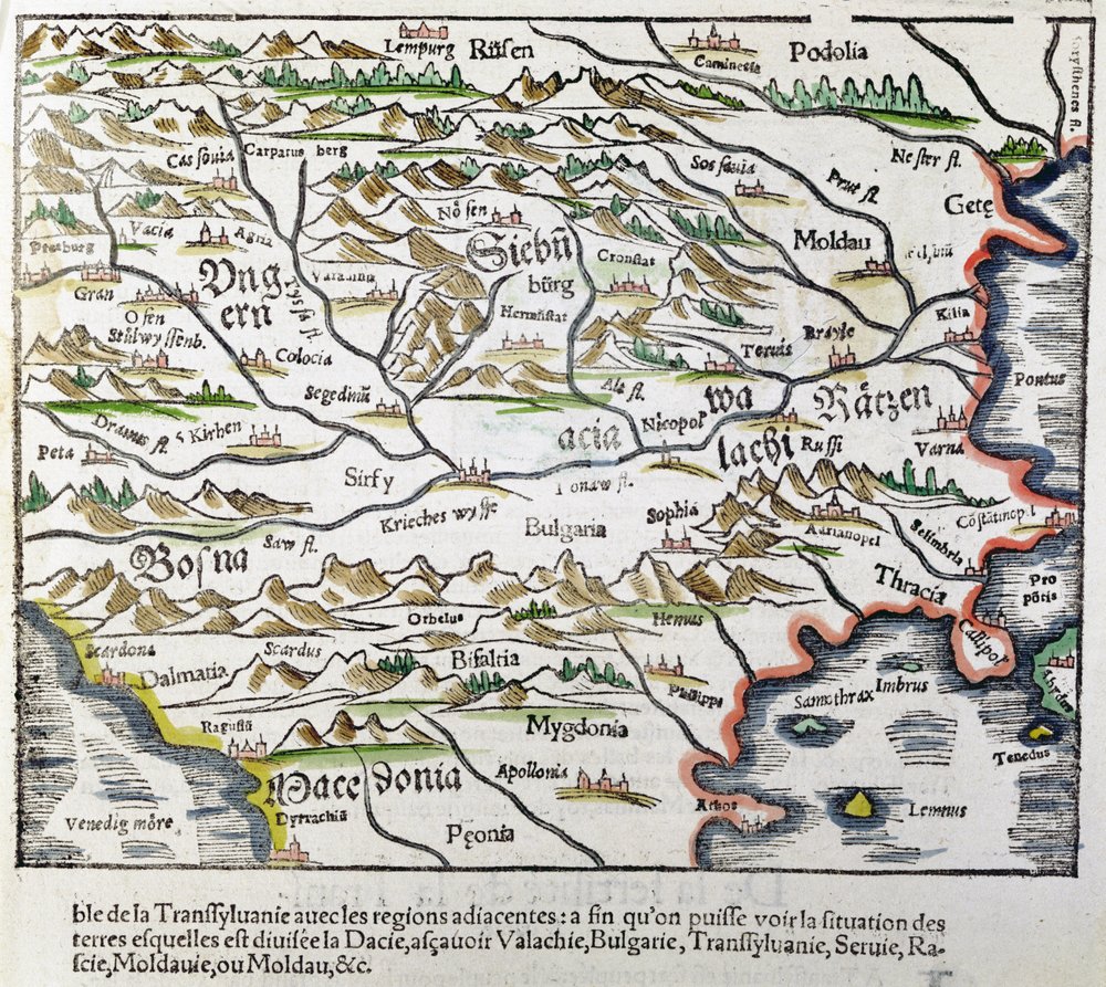 Map of Central Europe, from 'Cosmographia Universalis', Published in 1555