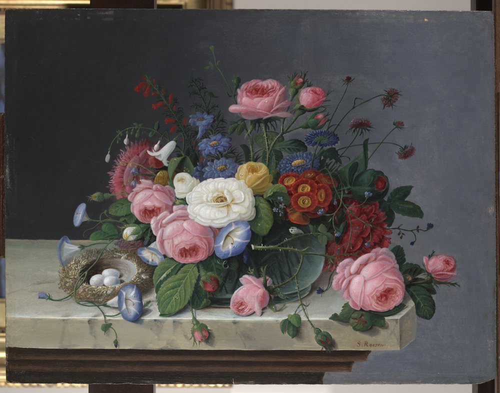 Still Life with Flowers and Bird's Nest by Severin Roesen