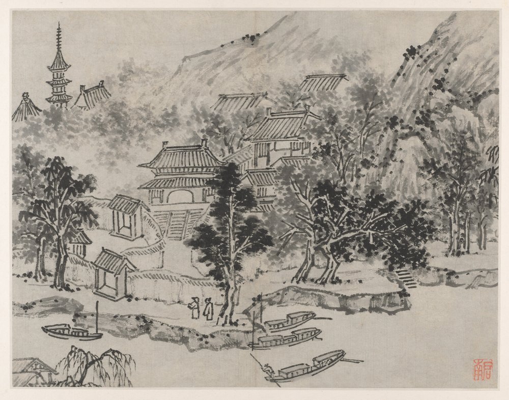Twelve Views of Tiger Hill, Suzhou: Distant View of Tiger Hill from the ...