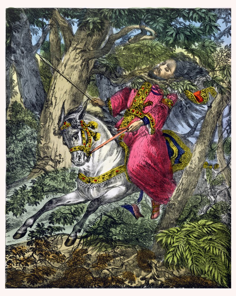 The Death of Absalom, from a bible printed by Edward Gover, 1870's