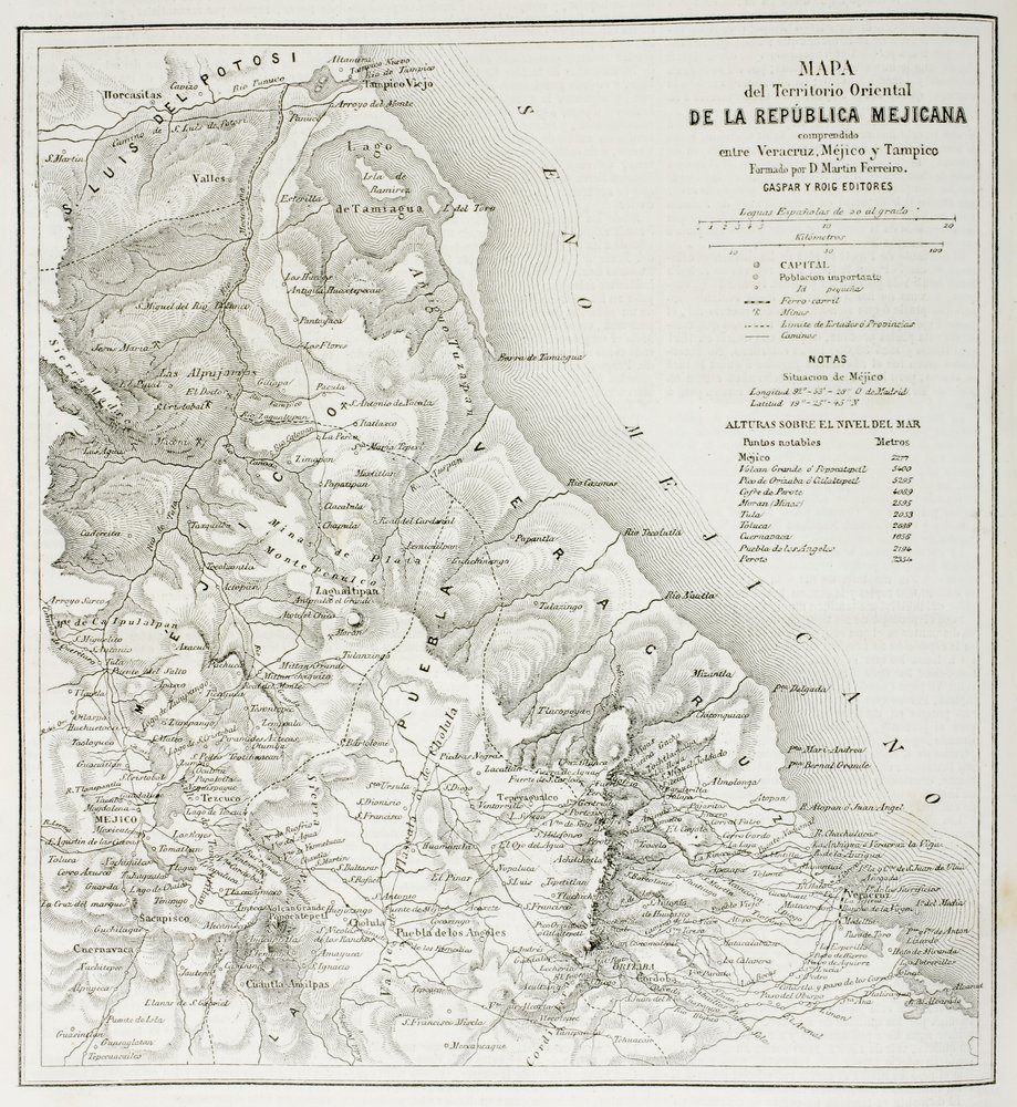 Map of the eastern territories of the Republic of Mexico as they were ...