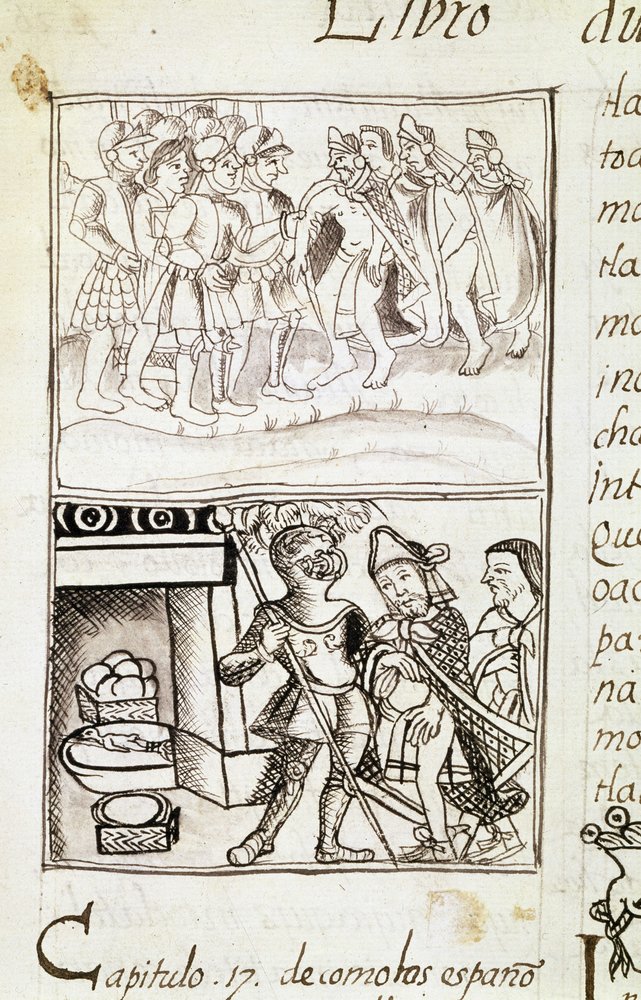 Codex of the Conquest of Mexico - miniature from the Florentine Manuscript 'History of the ...