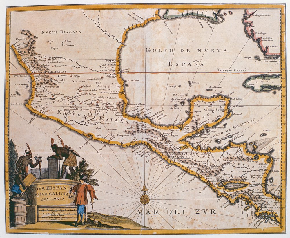 Map of New Spain, New Galicia and Guatemala, 1625