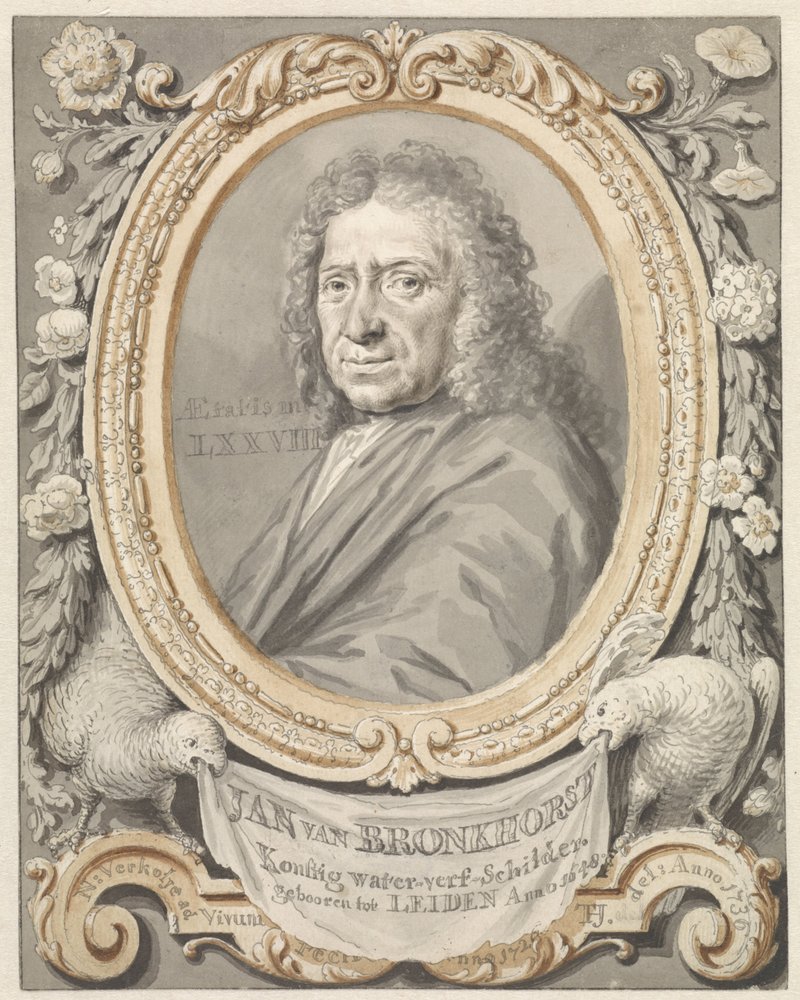 Portrait of Johannes (Jan) van Bronkhorst in a Frame with Flowers and ...