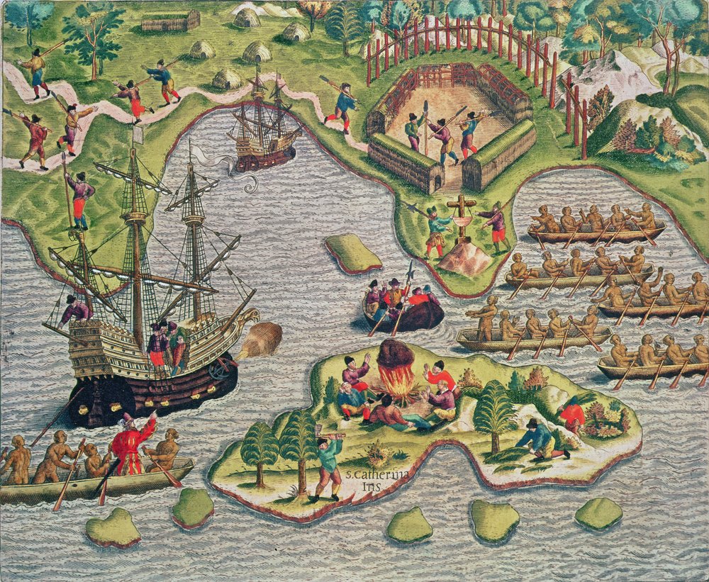 Discovery of a Cross Amongst the Rocks, from 'Americae Tertia Pars ...