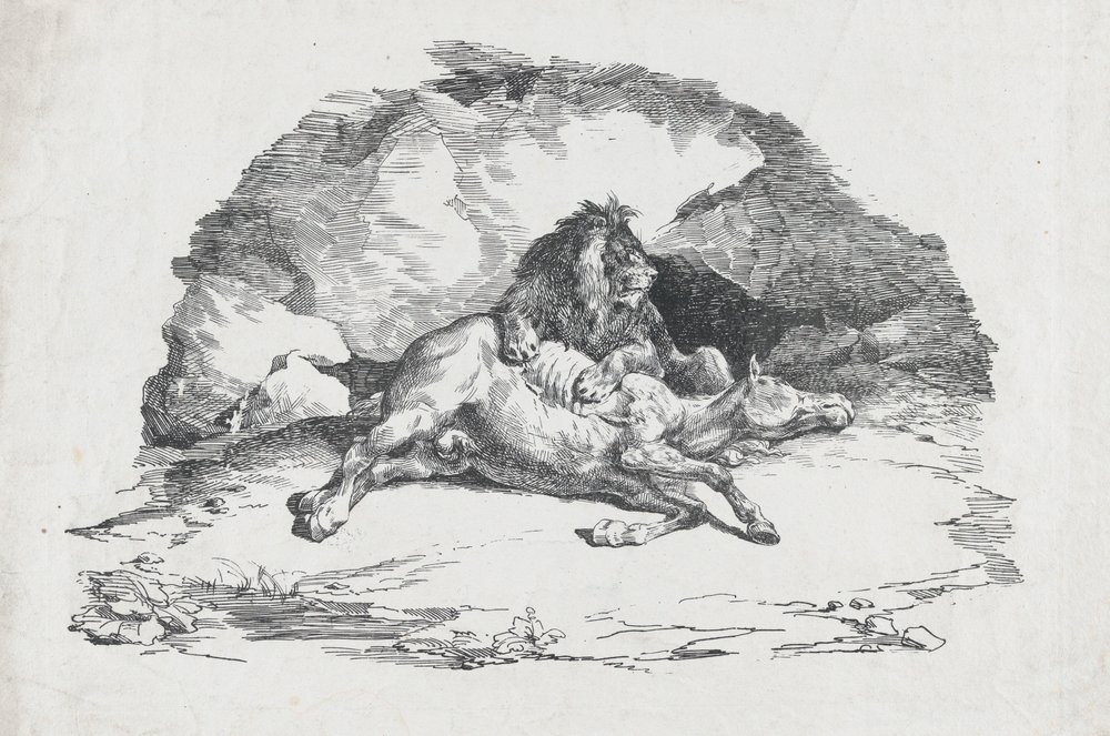 Lion Devouring a Horse by Theodore Gericault
