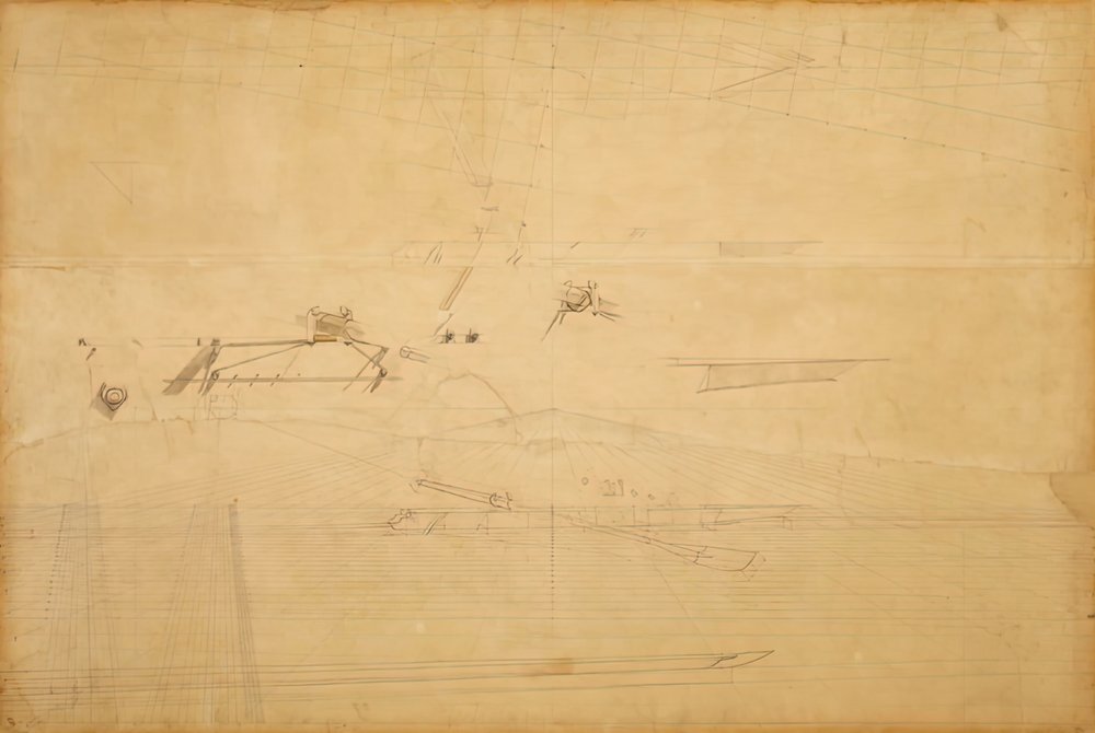 Perspective Drawing for The Biglin Brothers Turning the Stake