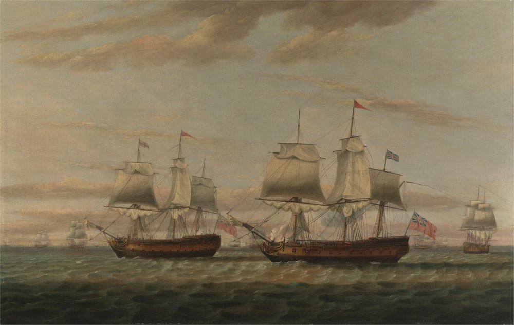 An Indiaman and a Two Decker Hove to, Said to be Thomas Dumar, Esq. in ...
