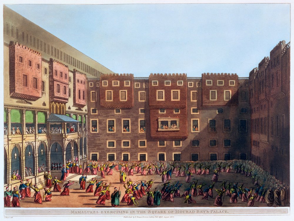 Mamelukes Exercising in the Square of Mourad Bey's Palace, Cairo, Egypt