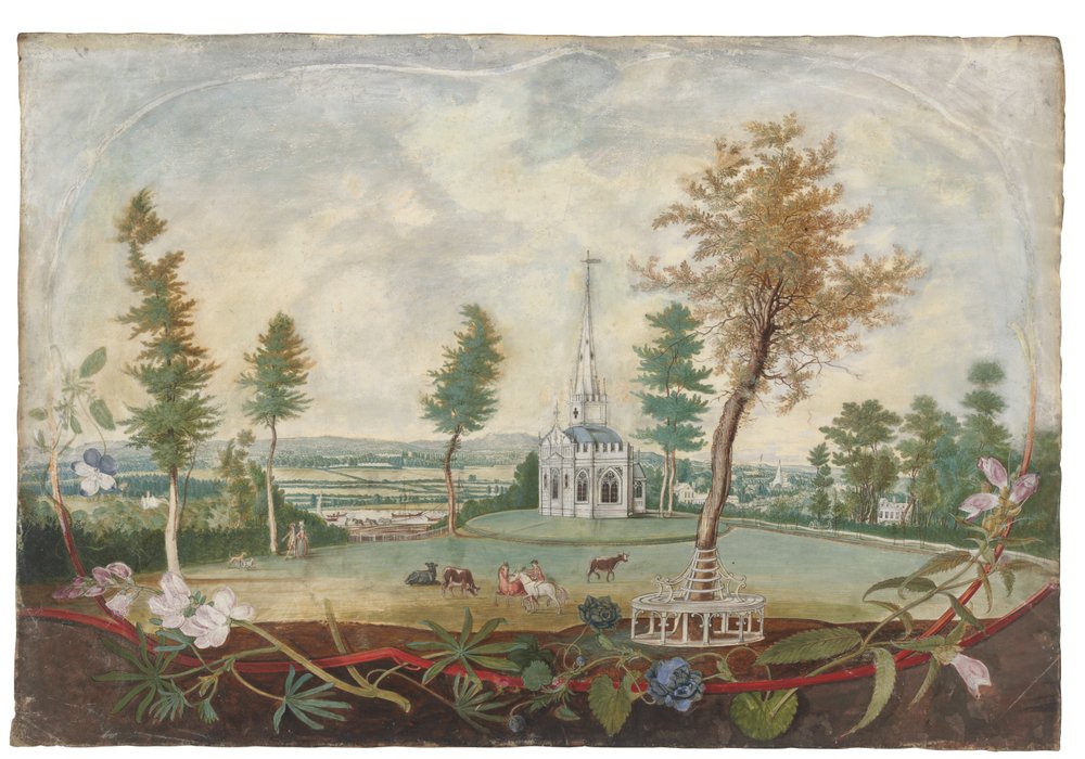 A Gothick Chapel in an Extensive Park, in a Cartouche Decorated with ...