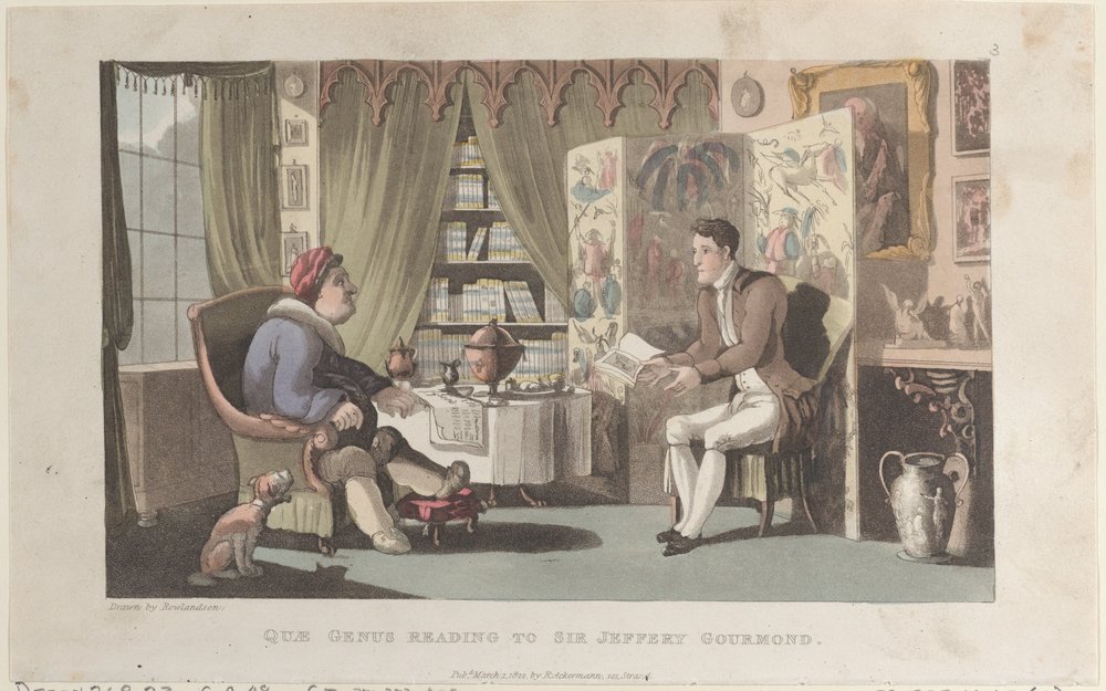 Quae Genus Reading to Sir Jeffery Gourmand, from The History of Johnny ...