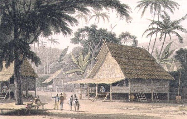 A Malaye Village, plate 16 from 'A Picturesque Voyage to India'
