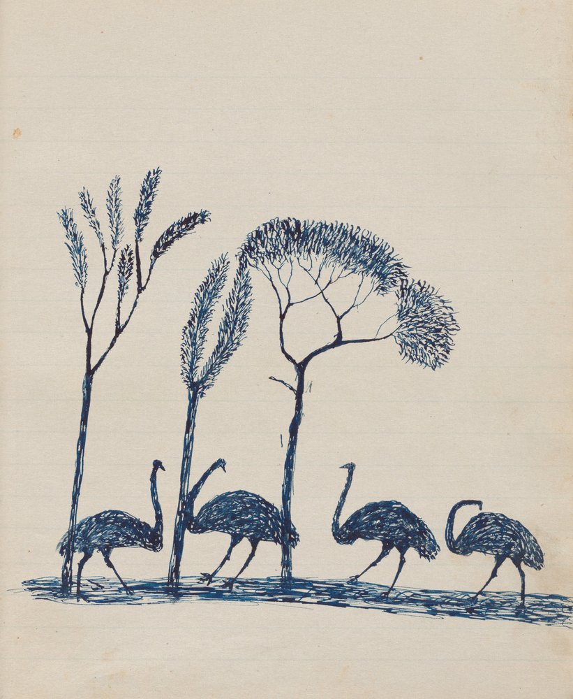 Emus by Tommy McRae: Highest-quality art reproduction