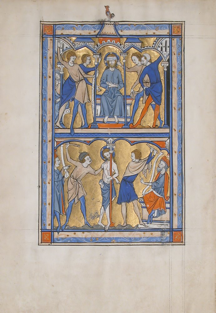 Manuscript Leaf with the Mocking and Flagellation of Christ, from a ...