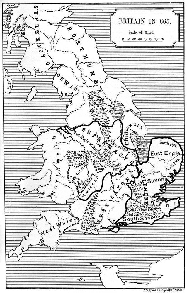 Map of Britain in 665 by Unbekannt: Buy fine art print