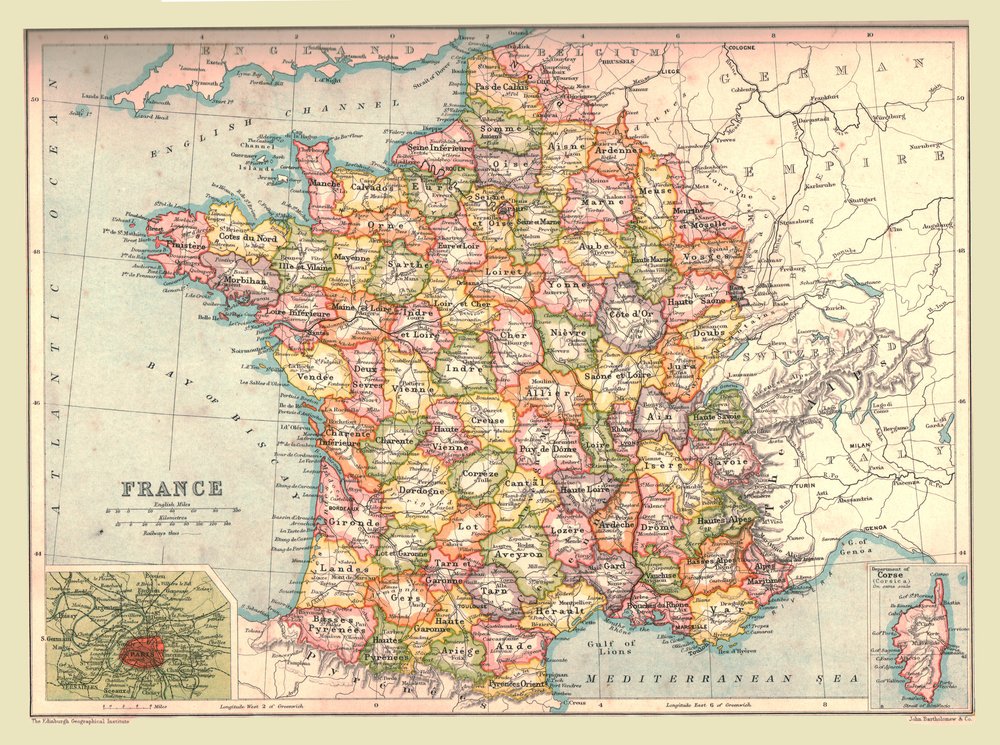 Map of France by Unbekannt: Highest-quality art reproduction