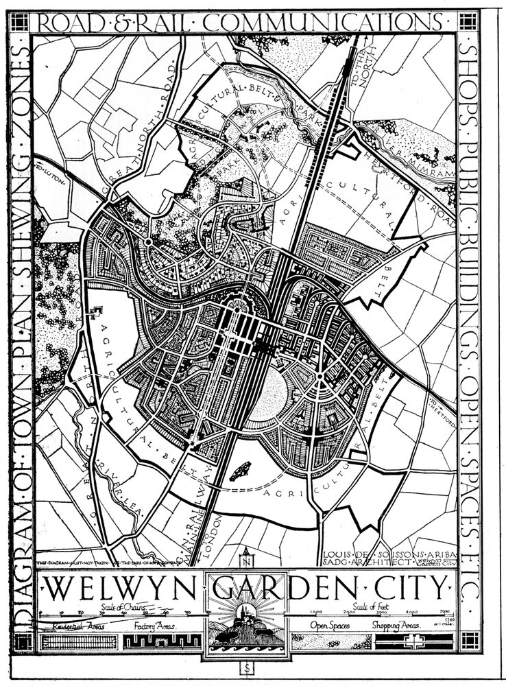 Map of Welwyn Garden City, Hertfordshire, England